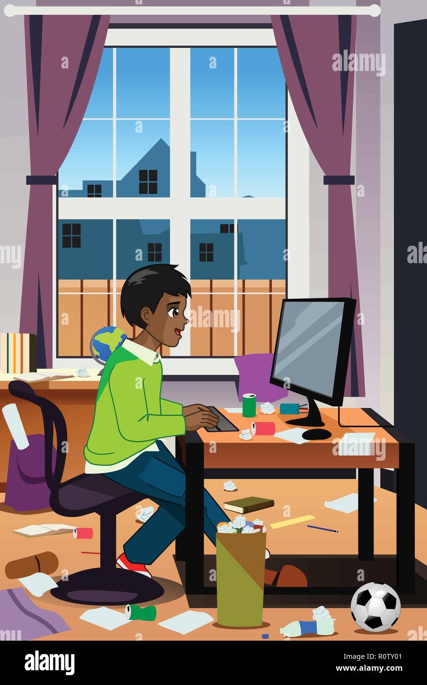 Teenager bedroom Stock Vector Images - Alamy