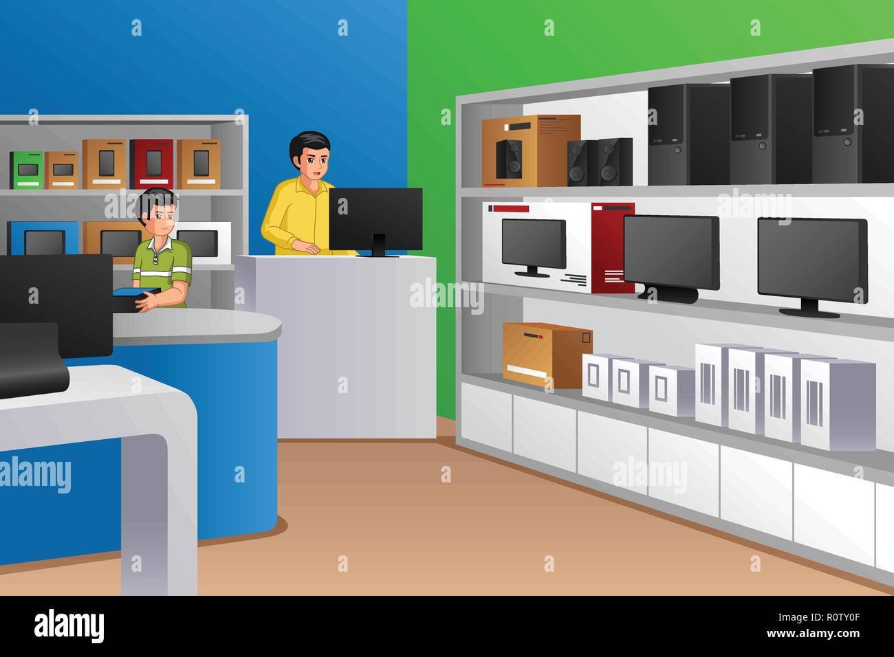 A vector illustration of Family Owned Electronic Store Stock Vector ...