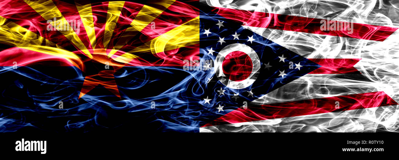 Arizona vs Ohio colorful concept smoke flags placed side by side Stock ...
