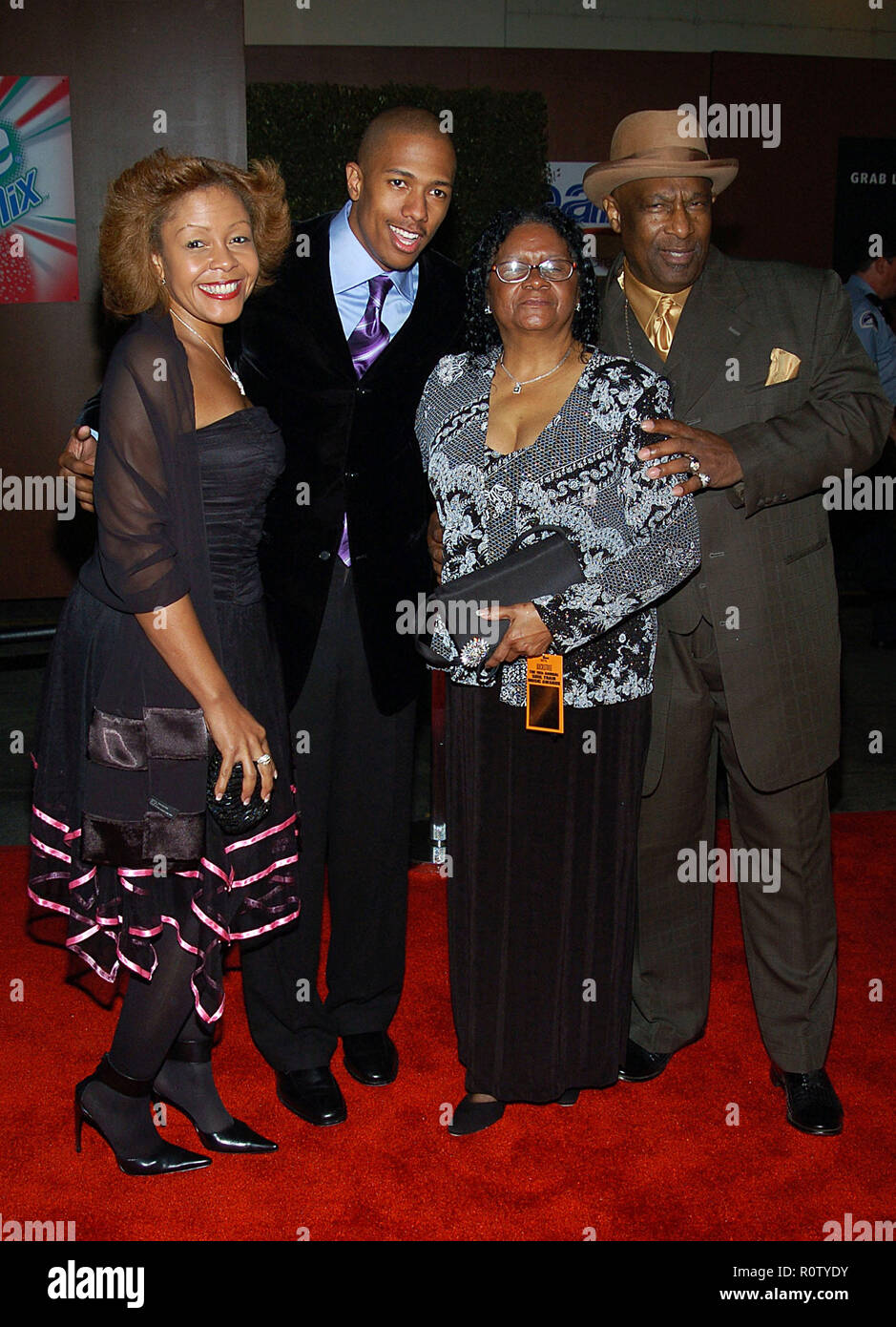 Nick Canon with mom, gran mother and gran father arriving at the ...