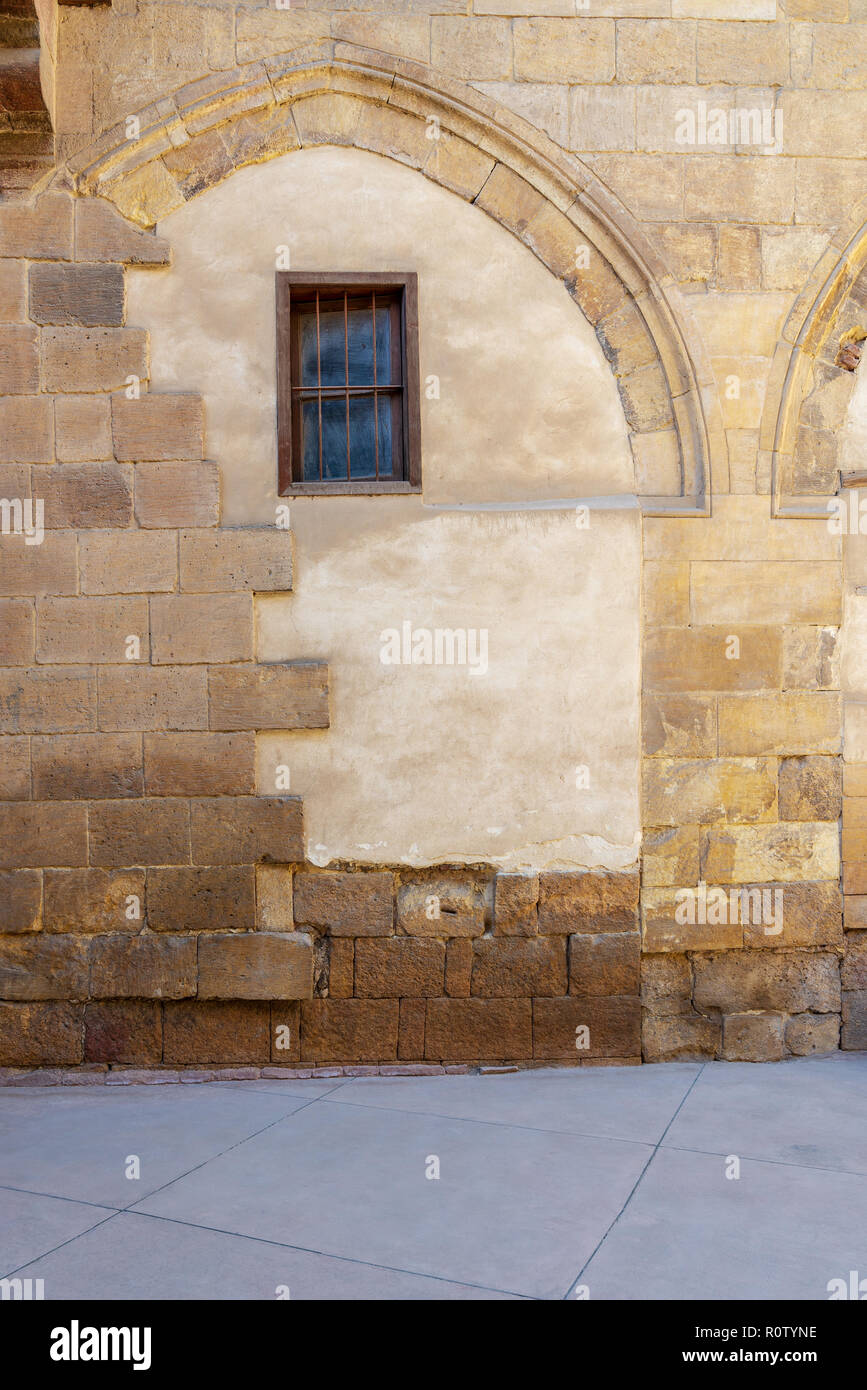 Facade of Bayt al Razzaz, a Mamluk era historic building with grunge ...