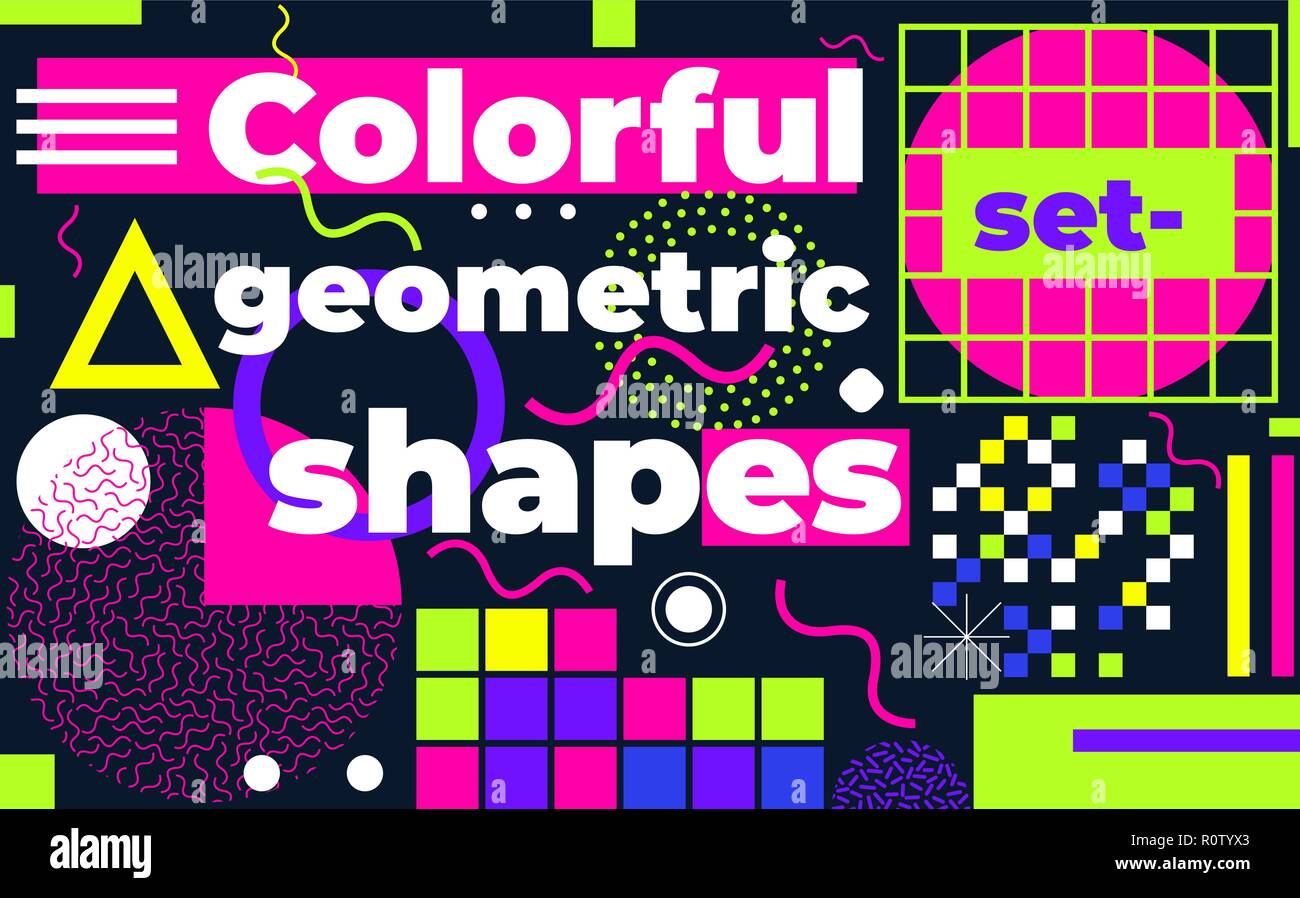 Geometric figures collection. Universal Vector colorful individu Stock ...