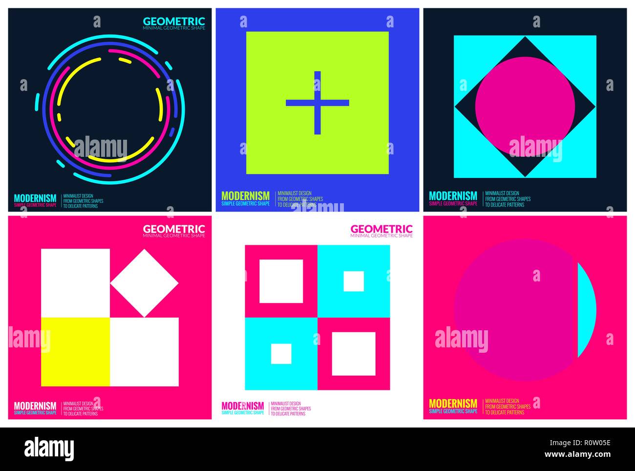 Simplicity Geometric Design Set Clean Lines and Colorful Forms Stock ...