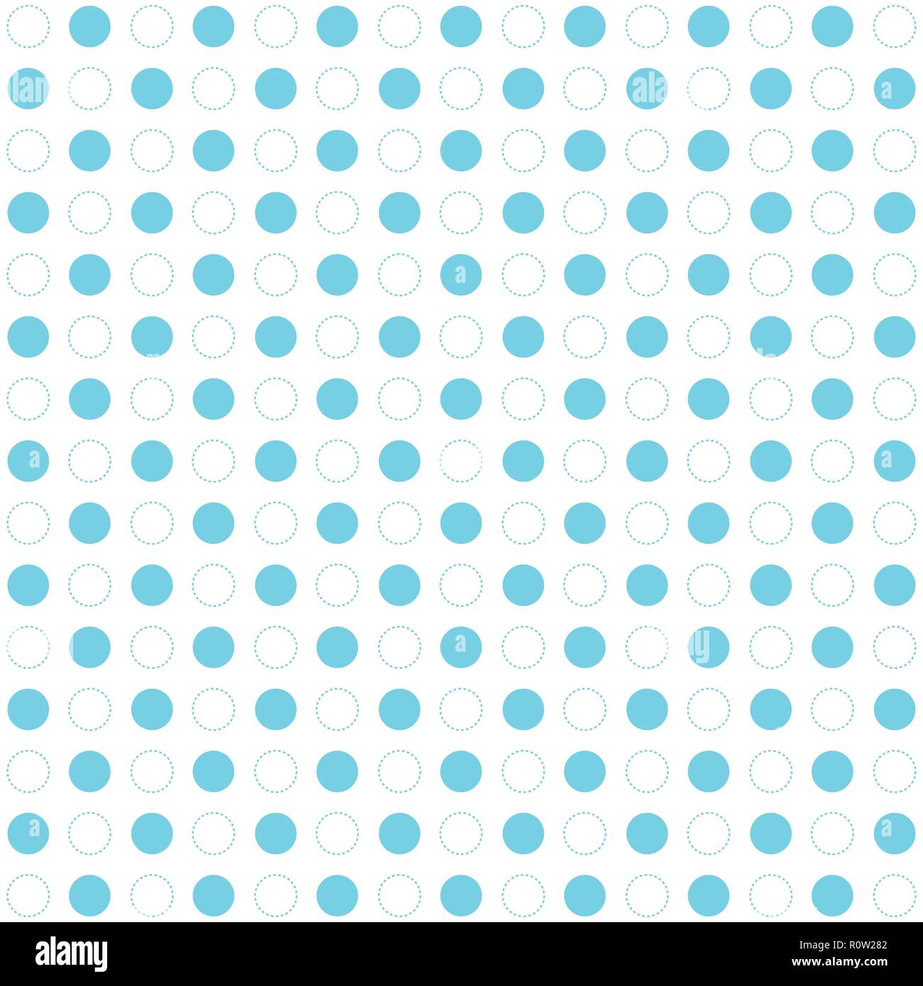 Blue polka dots seamless pattern on white background. Retro circles ...
