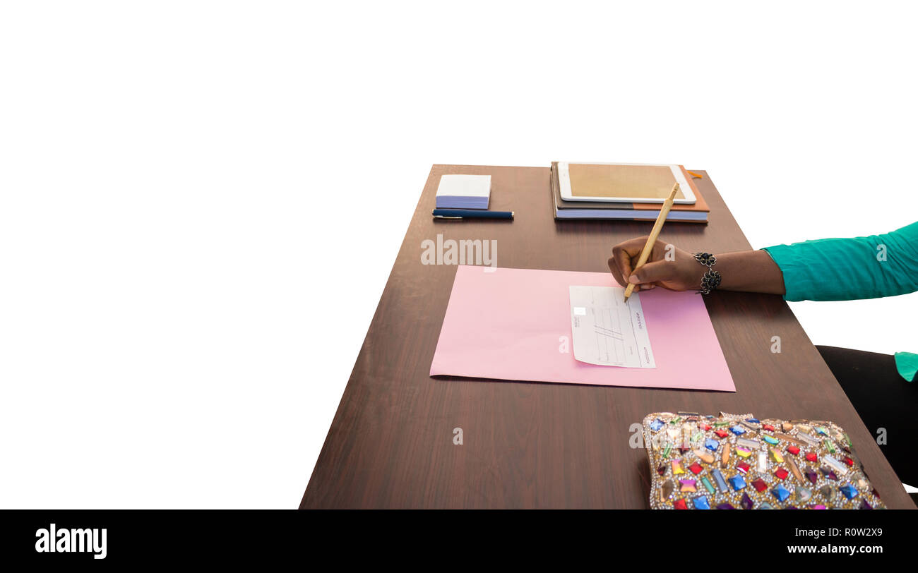 Female hand writing cheque hi-res stock photography and images - Alamy