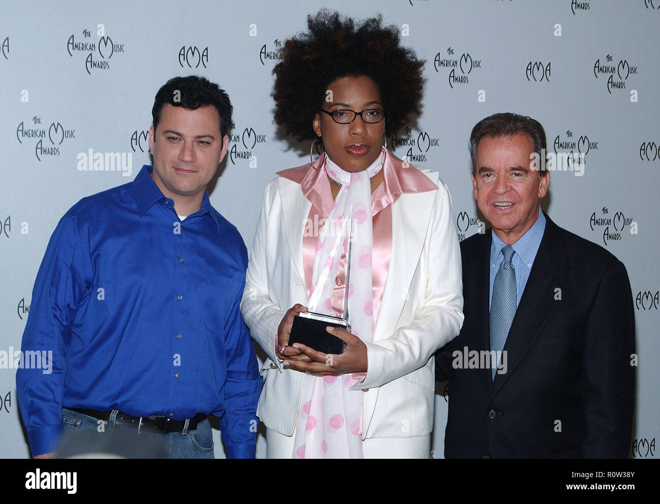Jimmy Kimmel, Macy Gray and Dick Clark presenting the nominees at the ...