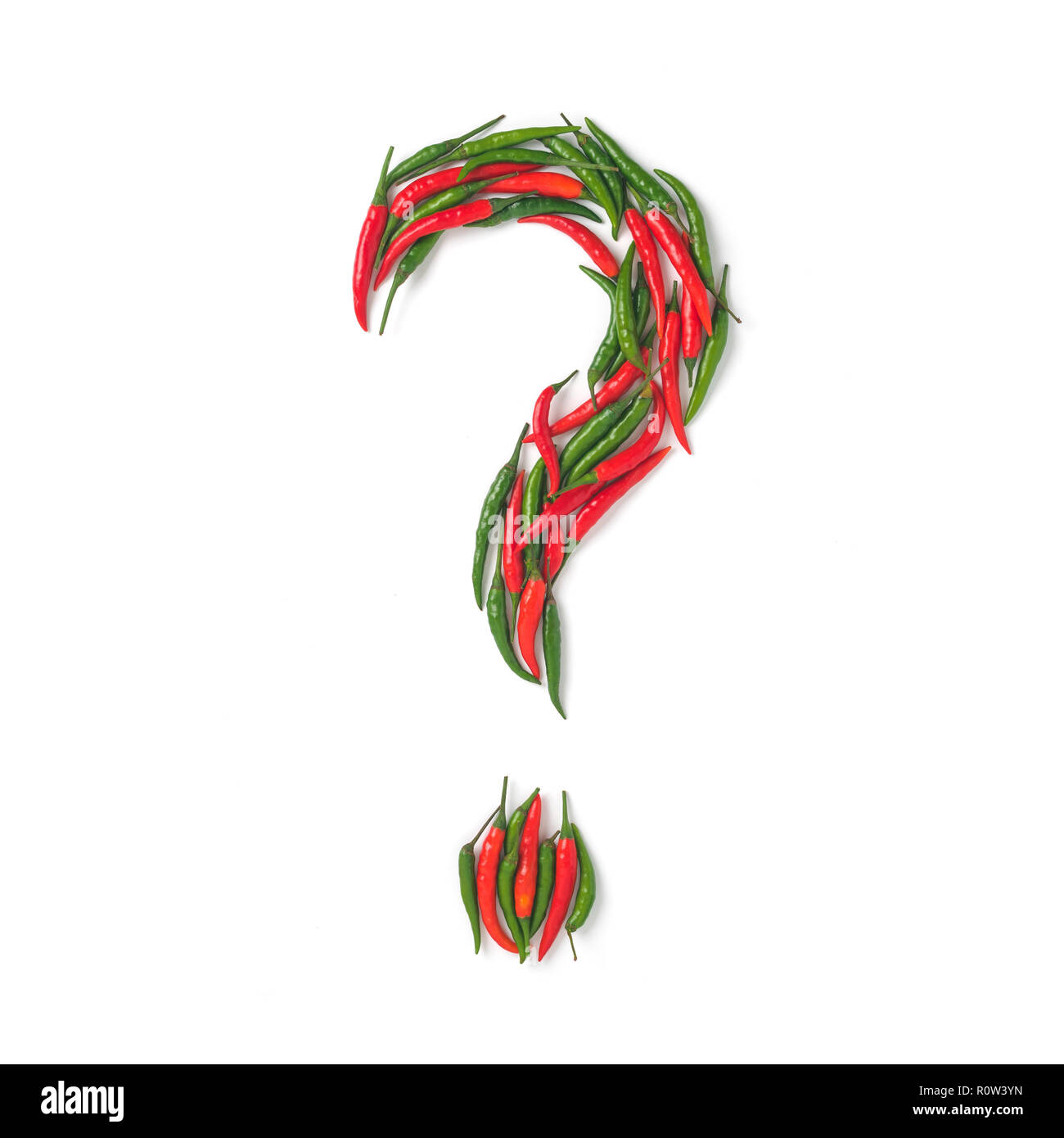 Hot quest concept.Question mark made from chilli pepper.Creative layout ...