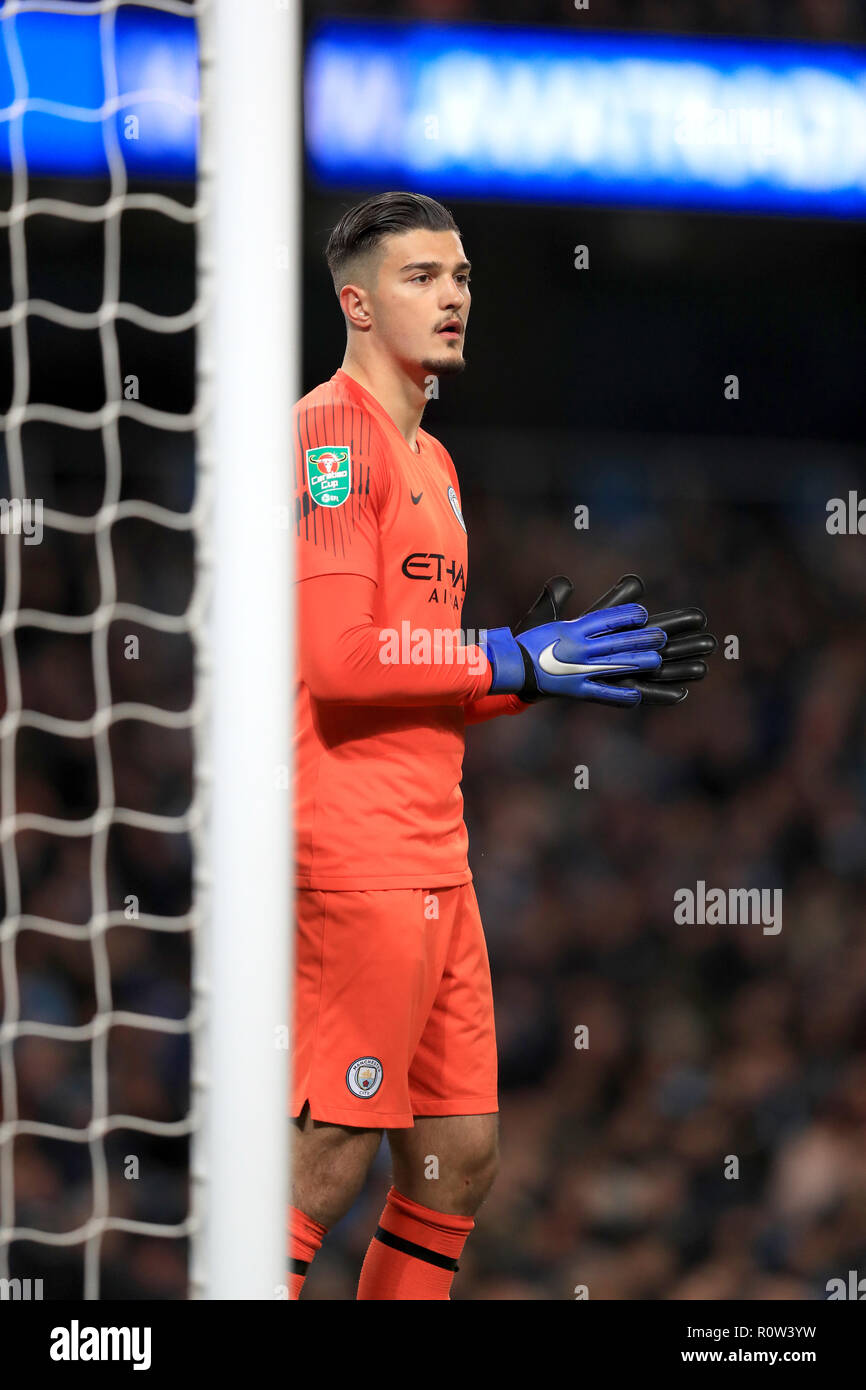 Manchester Citys Goalkeeper Arijanet Muric High Resolution Stock ...