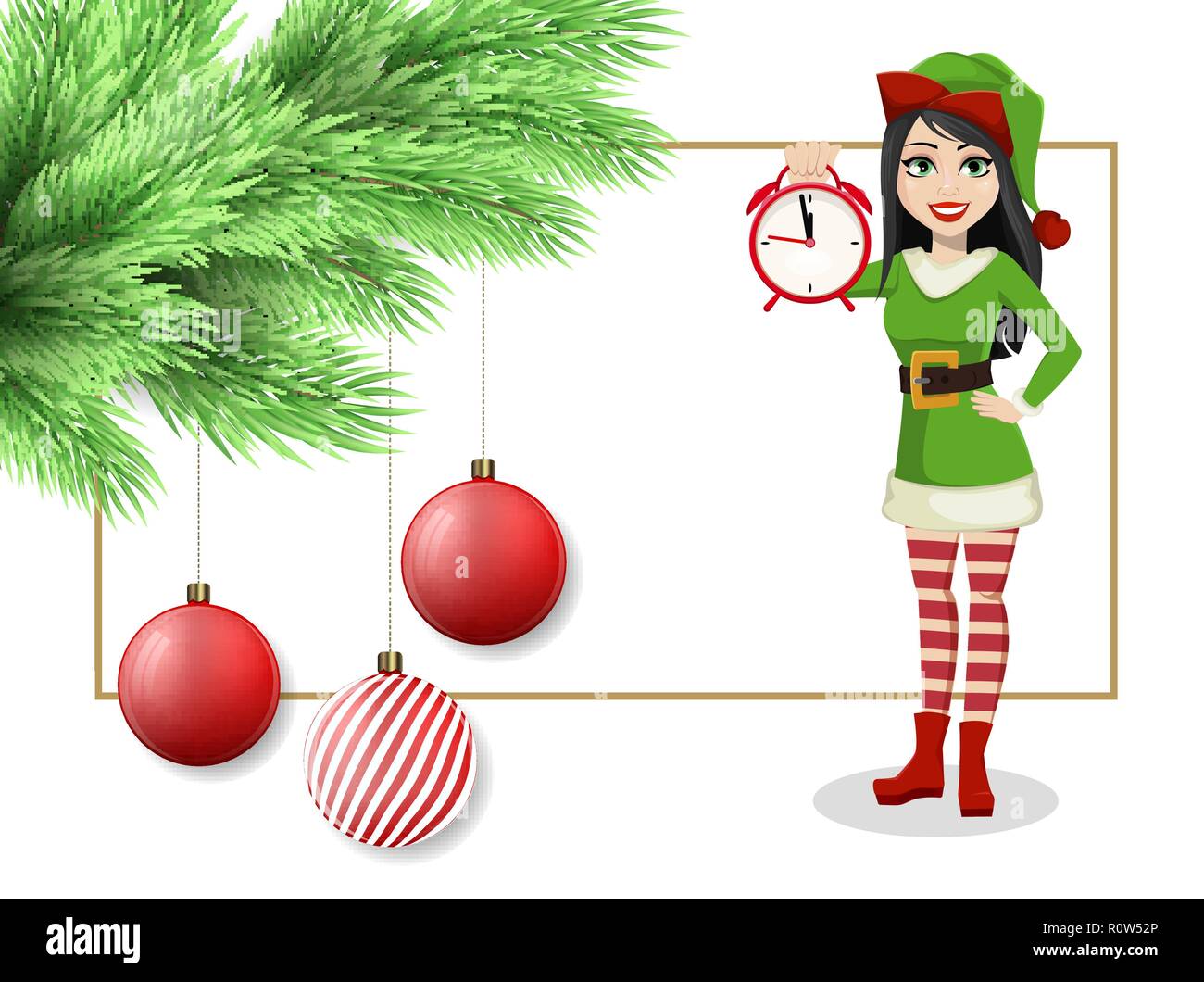 Alarm clock christmas decorations Stock Vector Images - Alamy