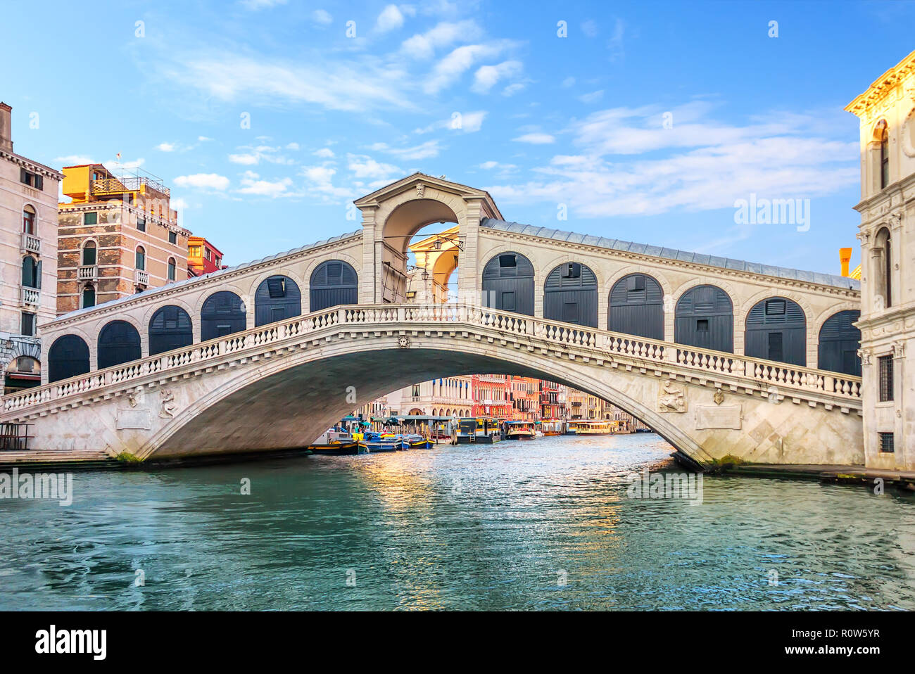 The Rialto Bridge, beautiful tourist attraction of Venice Stock Photo ...