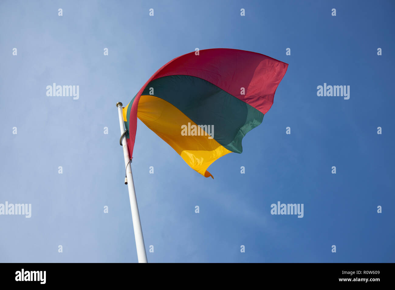 Flying flag of Lithuania Stock Photo - Alamy