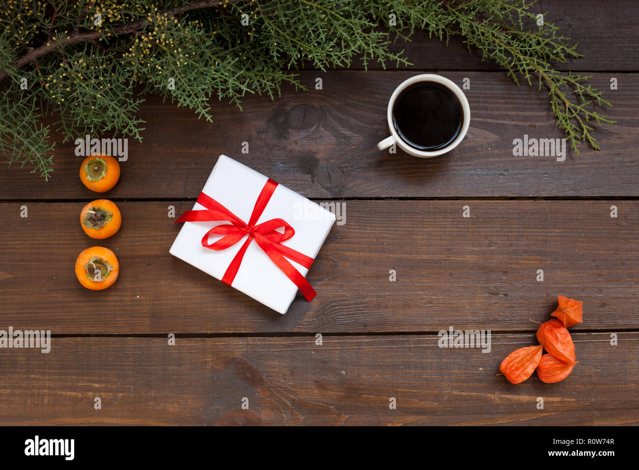 Christmas new year tree background winter gifts decor Stock Photo - Alamy