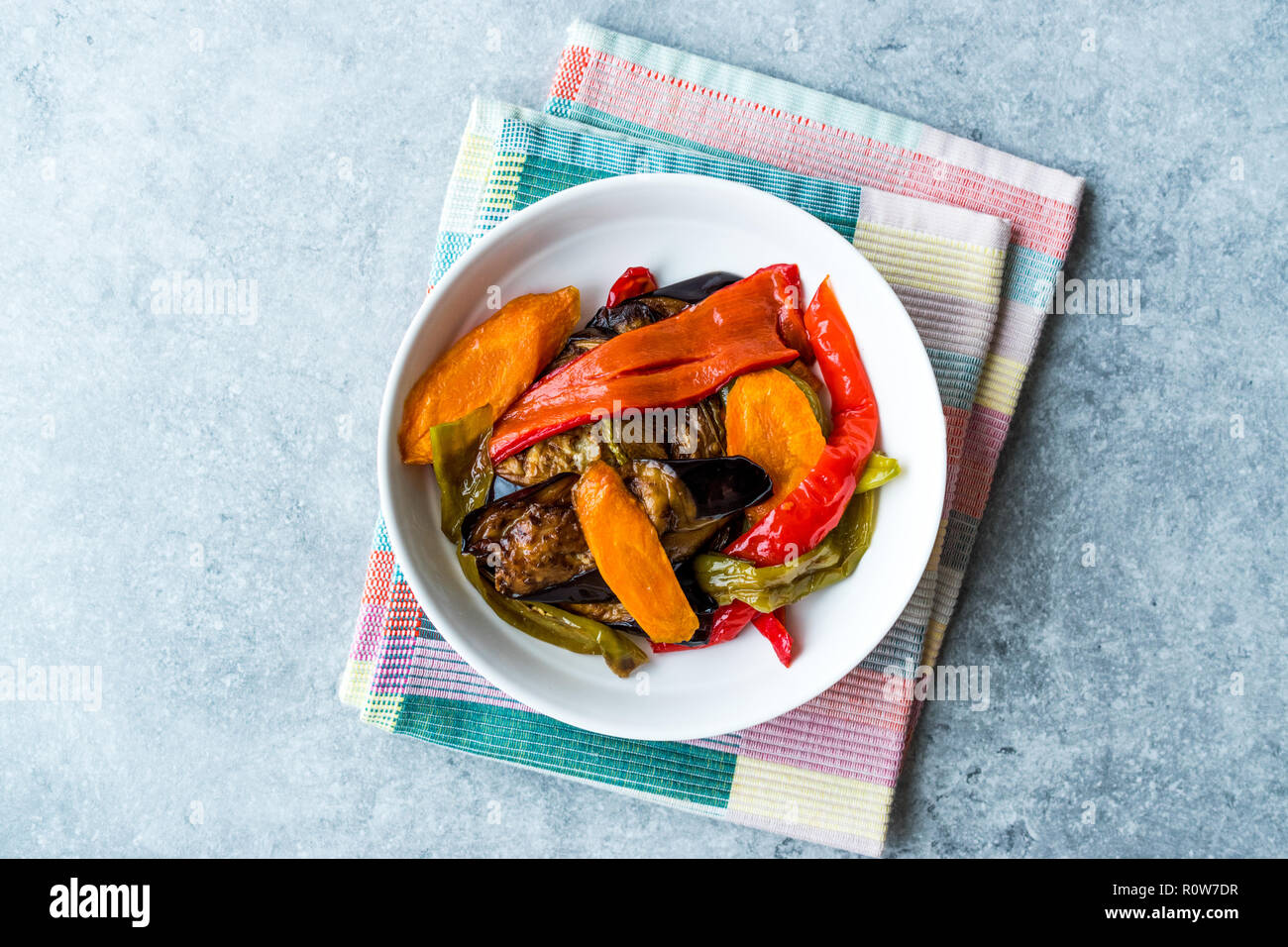 Turkish Food Style Fried Vegetables, Red Pepper, Aubergine, Carrot, Hot ...
