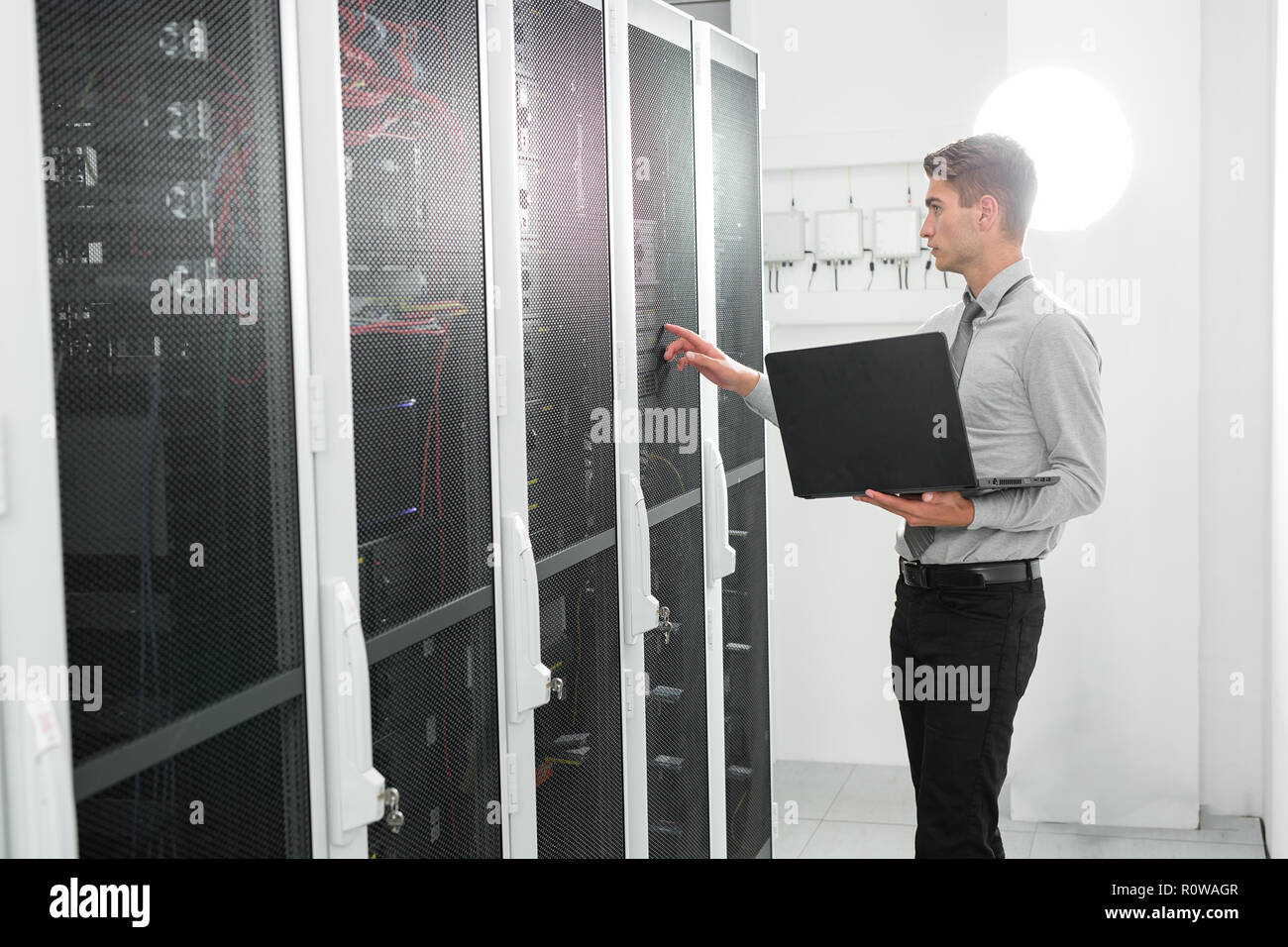 Male server engineer works on hi-res stock photography and images - Alamy
