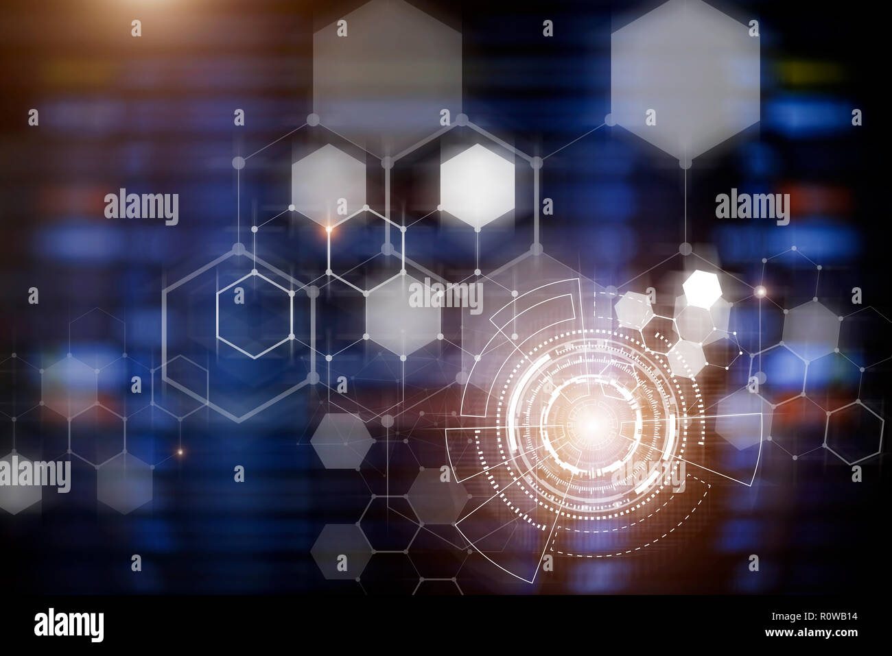 Modern abstract technology icon with blurred blue color background ...