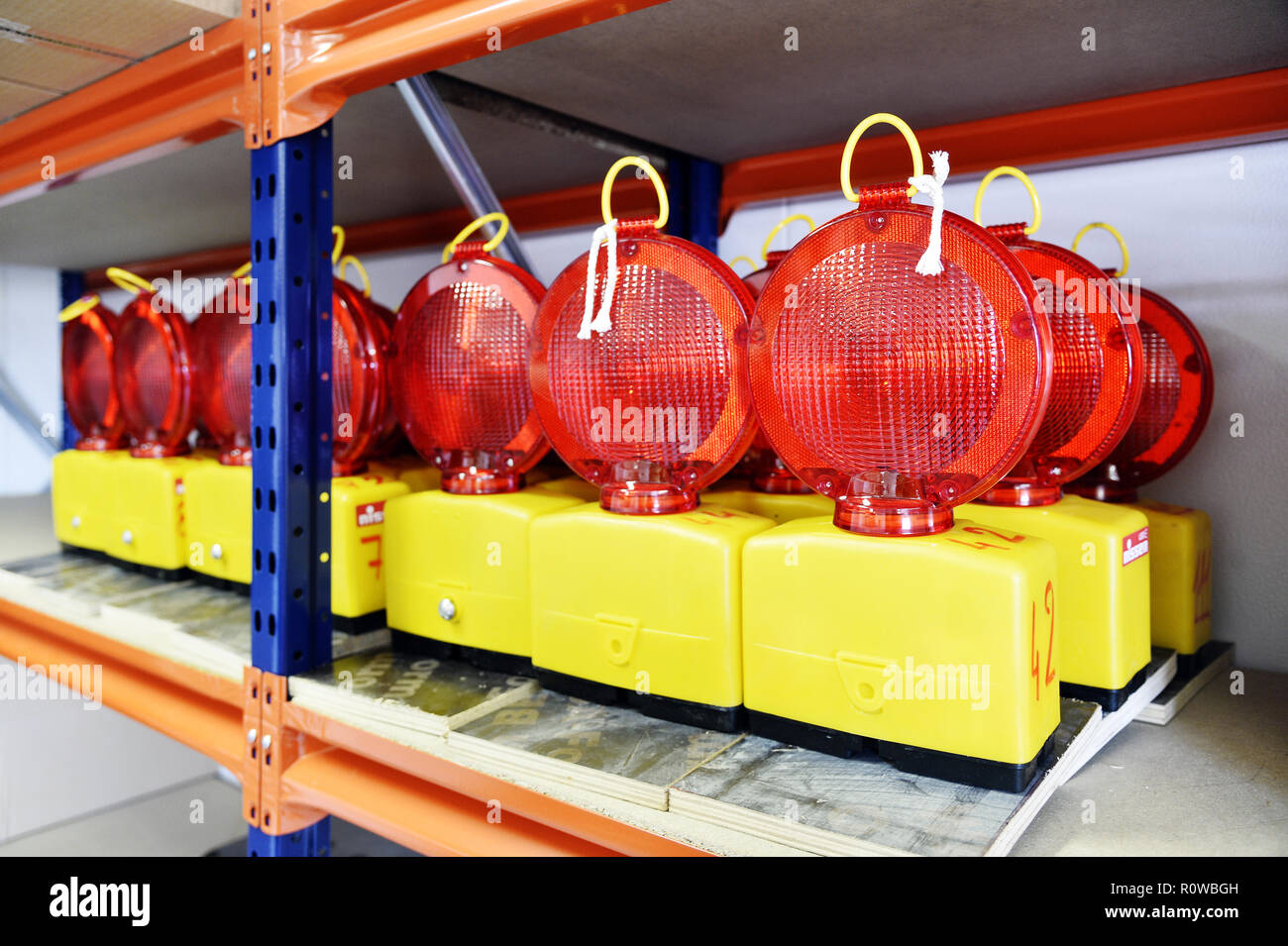 Security Lights on a Worksite - France Stock Photo - Alamy