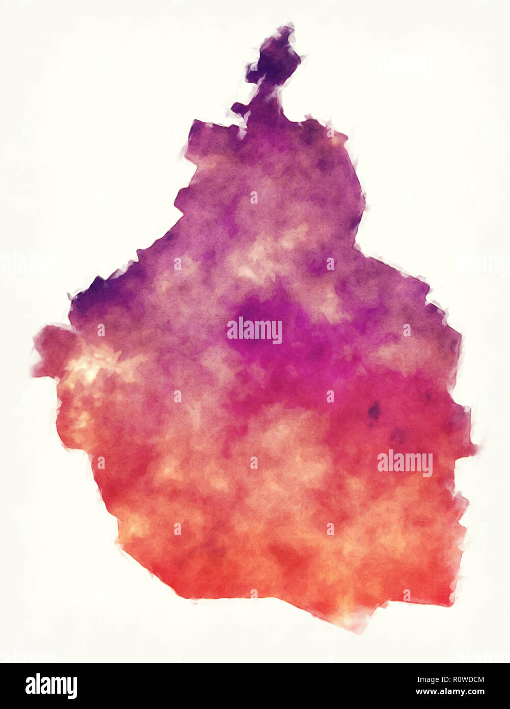 Distrito Federal state map of Mexico in front of a white background ...