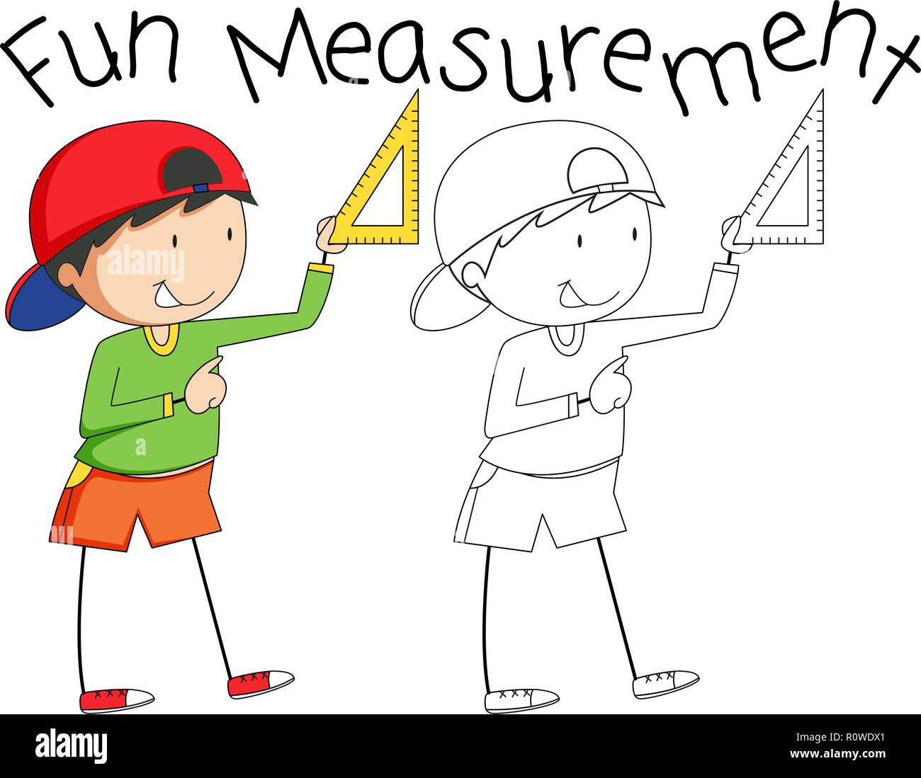 Doodle boy holding measurement tool illustration Stock Vector Image ...
