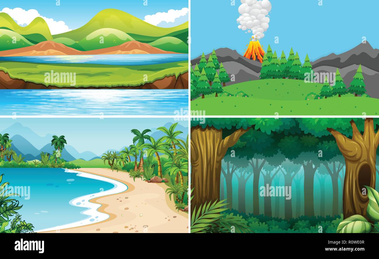 Set of nature landscape illustration Stock Vector Image & Art - Alamy
