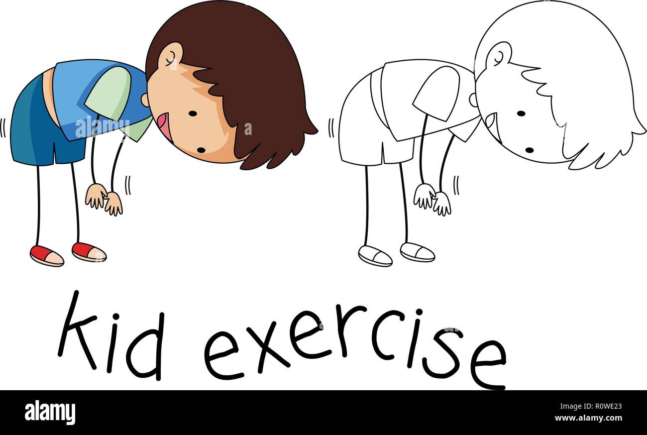Doodle boy exercise character illustration Stock Vector Image & Art - Alamy
