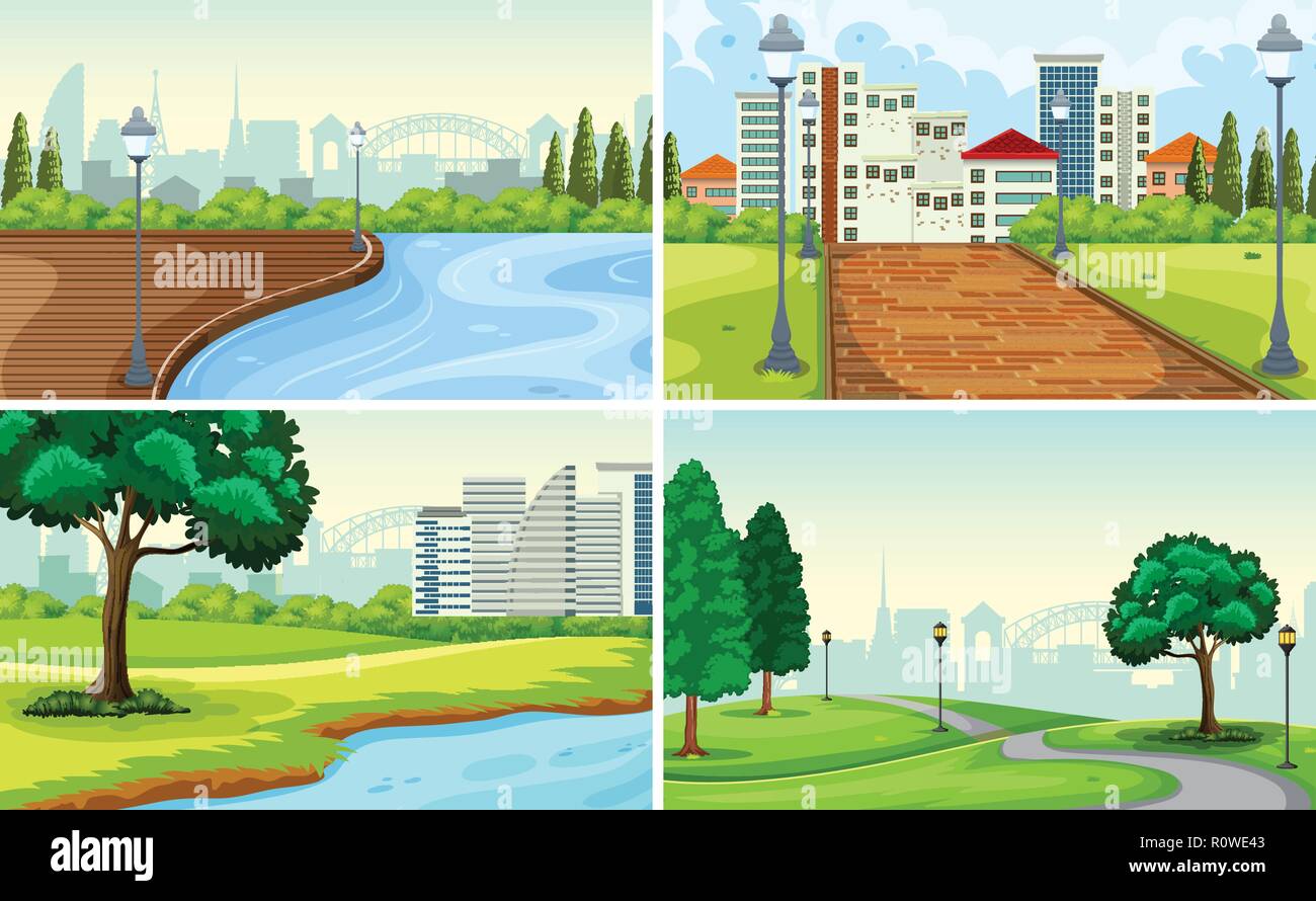 Set of park landscape illustration Stock Vector Image & Art - Alamy