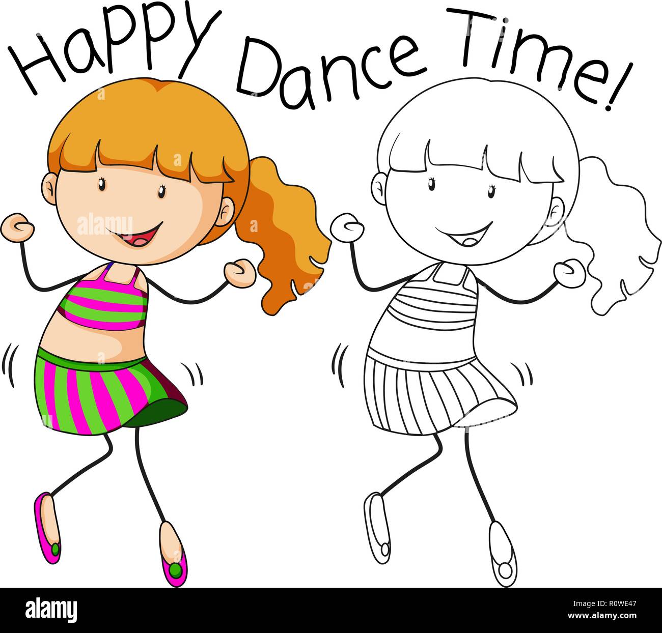 Doodle girl character dance illustration Stock Vector Image & Art - Alamy