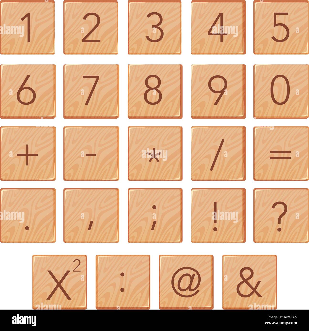 Number and math icon on wooden block illustration Stock Vector Image ...
