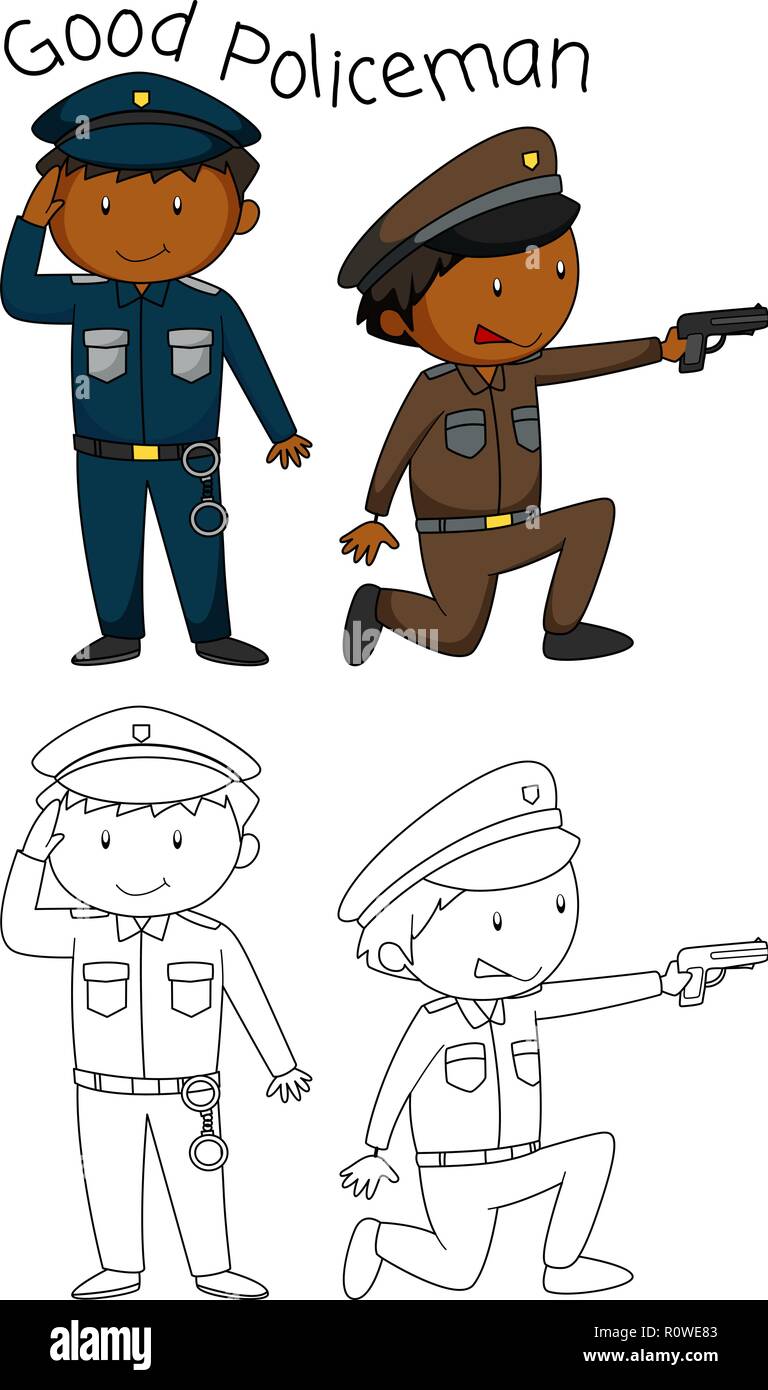 Doodle good policeman character illustration Stock Vector Image & Art ...