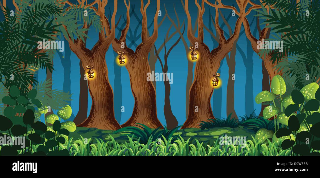 Fairy dark forest landscape Stock Vector Images - Alamy