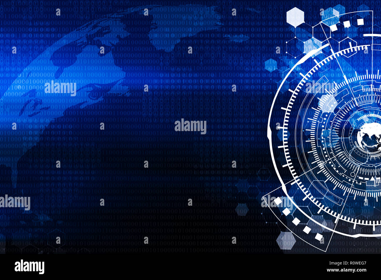Technology and worldwide connection background concept in blue tone ...