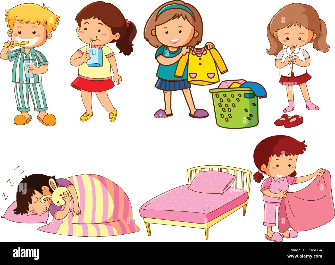 Kids drink milk cartoon Stock Vector Images - Alamy