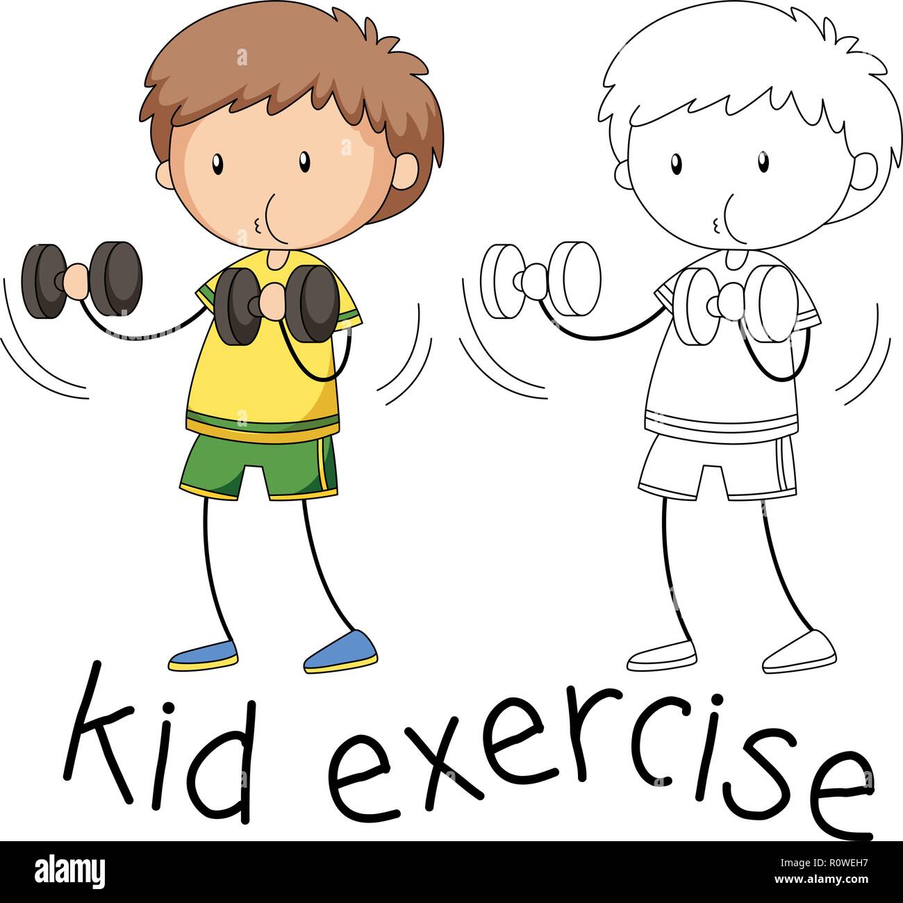Doodle boy exercise character illustration Stock Vector Image & Art - Alamy