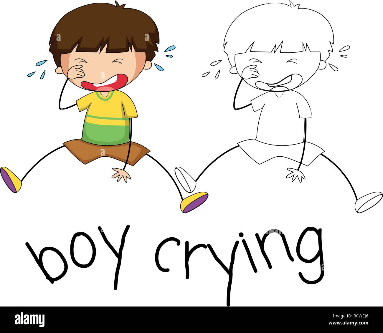 Doodle boy crying character illustration Stock Vector Image & Art - Alamy