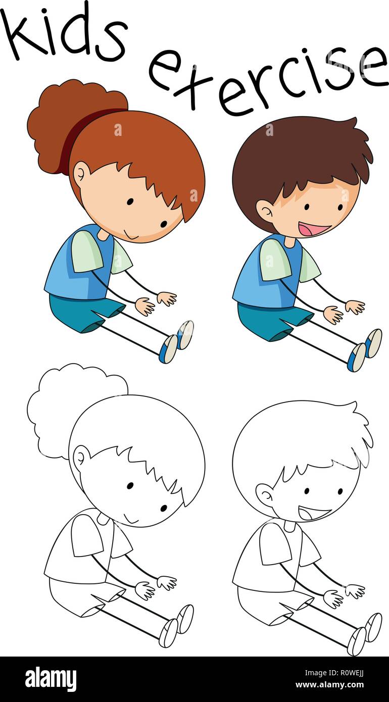 Doodle kids exercise on white background illustration Stock Vector ...