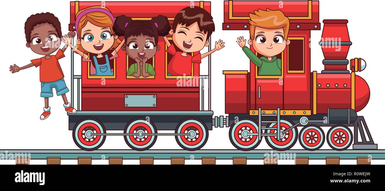 kids riding on train Stock Vector Image & Art - Alamy