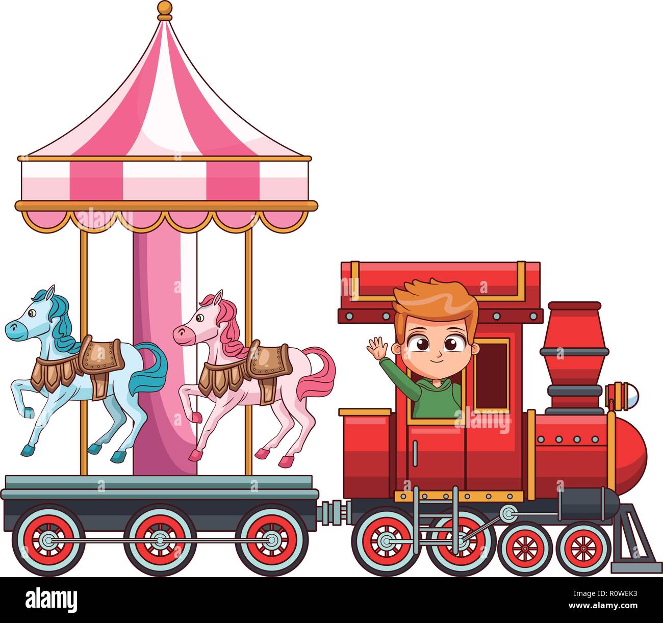 Kid riding train cartoon Stock Vector Image & Art - Alamy