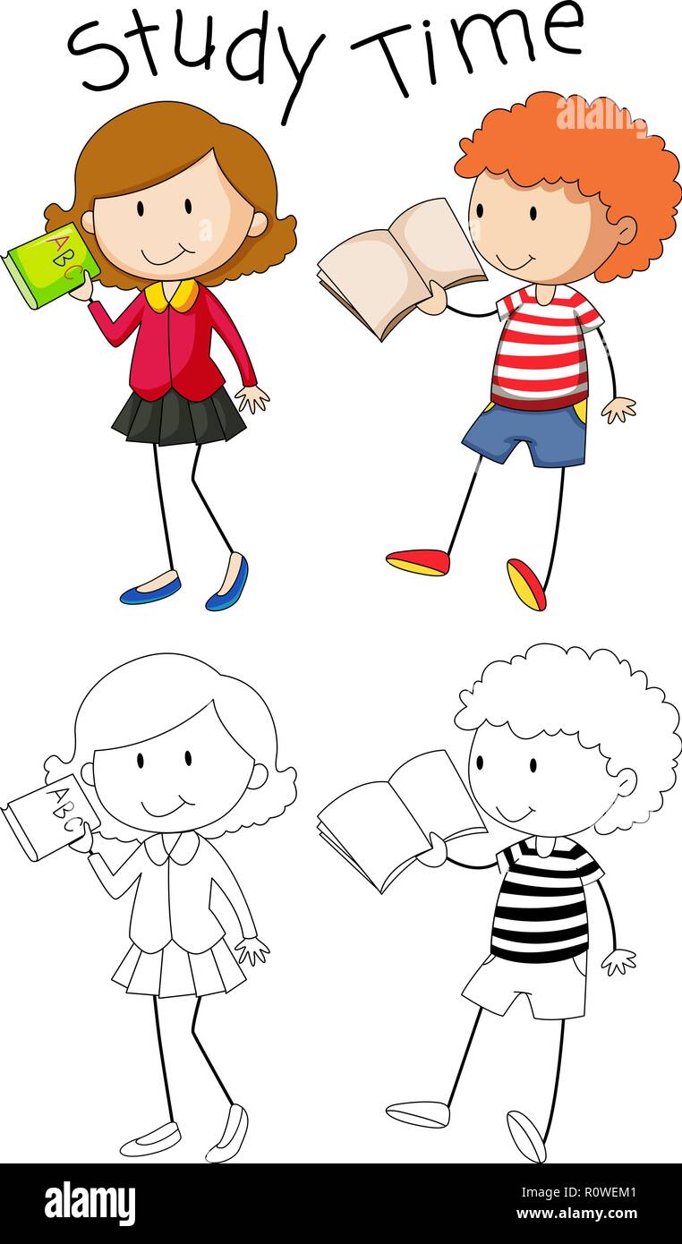Doodle girl character study illustration Stock Vector Image & Art - Alamy
