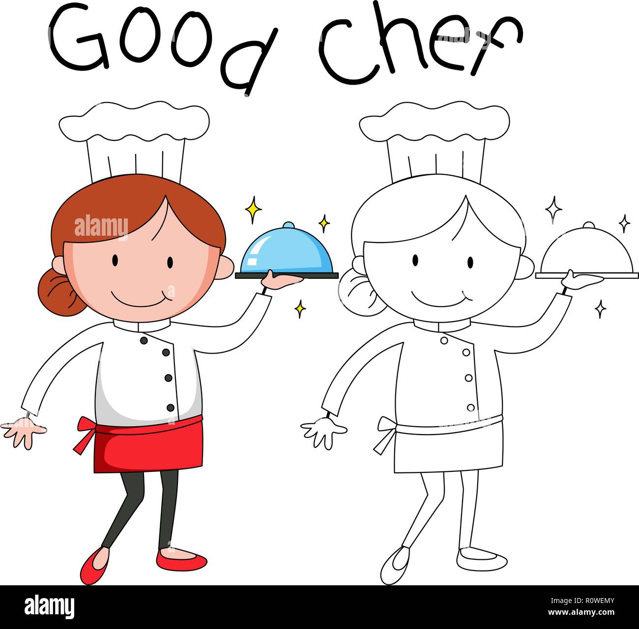 Doodle female chef character illustration Stock Vector Image & Art - Alamy