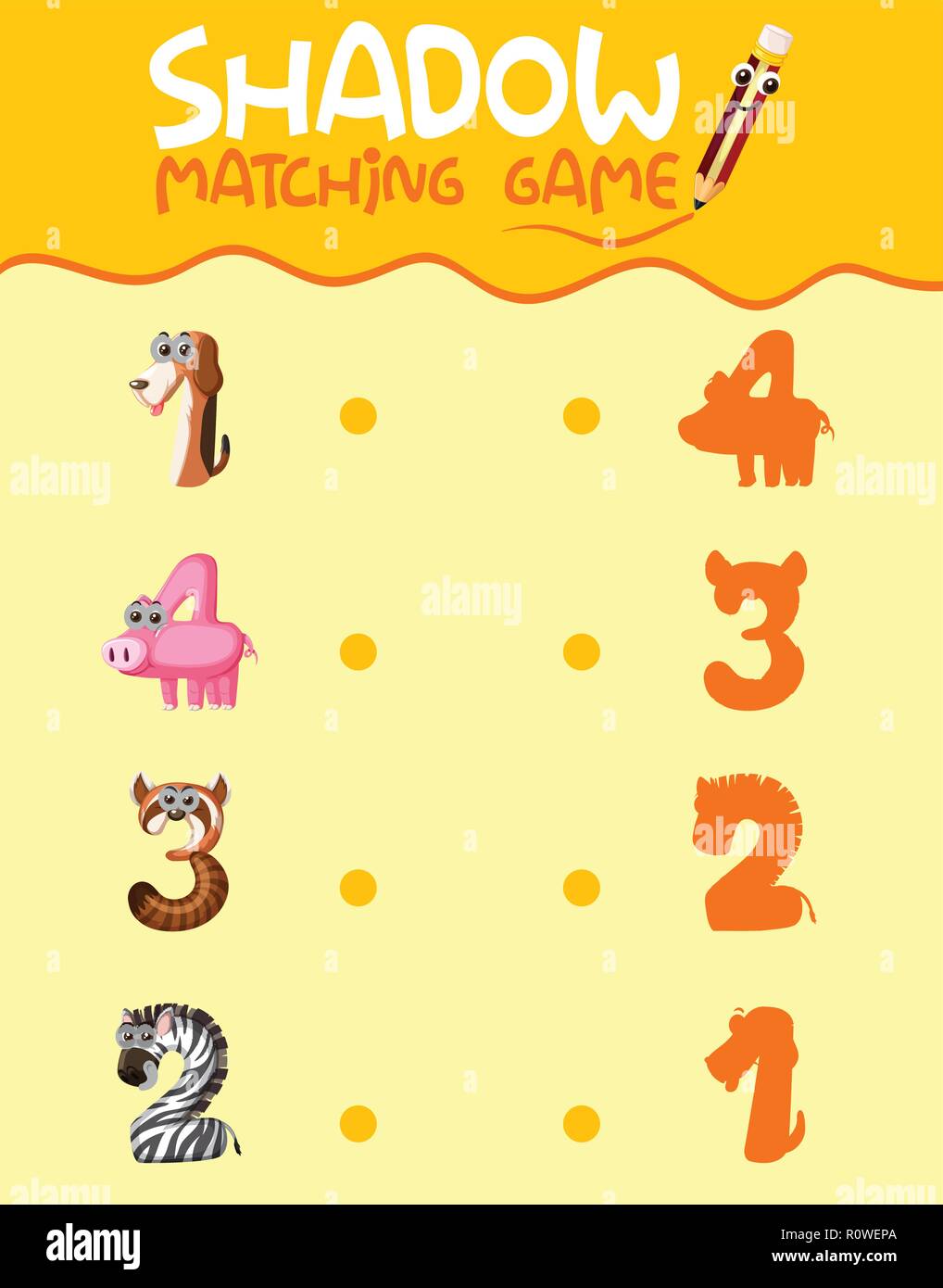 Shadow matching game template illustration Stock Vector Image & Art - Alamy