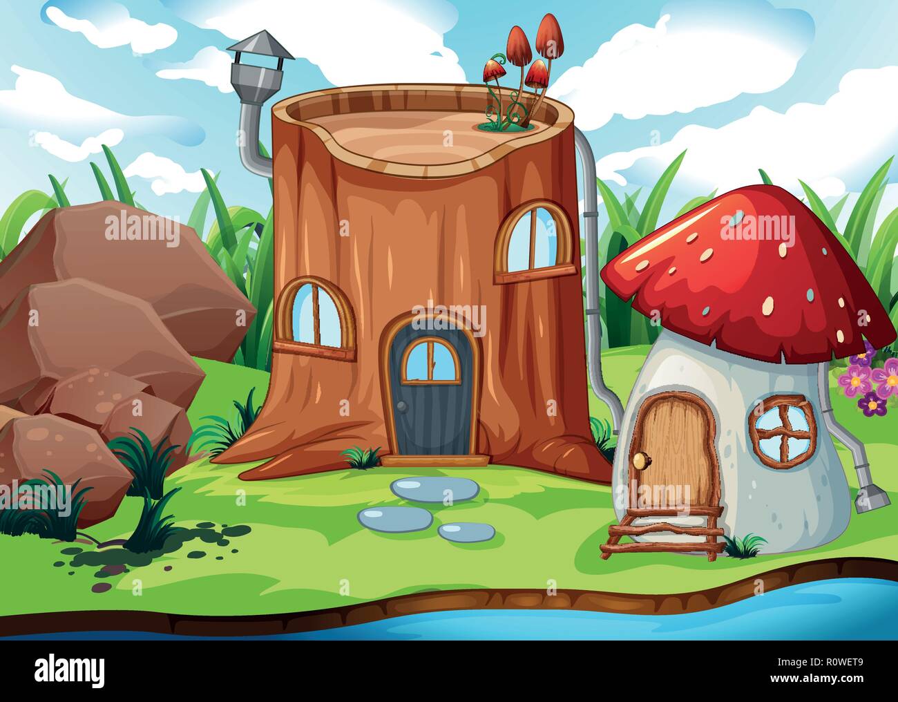 Tree stump house Stock Vector Images - Alamy