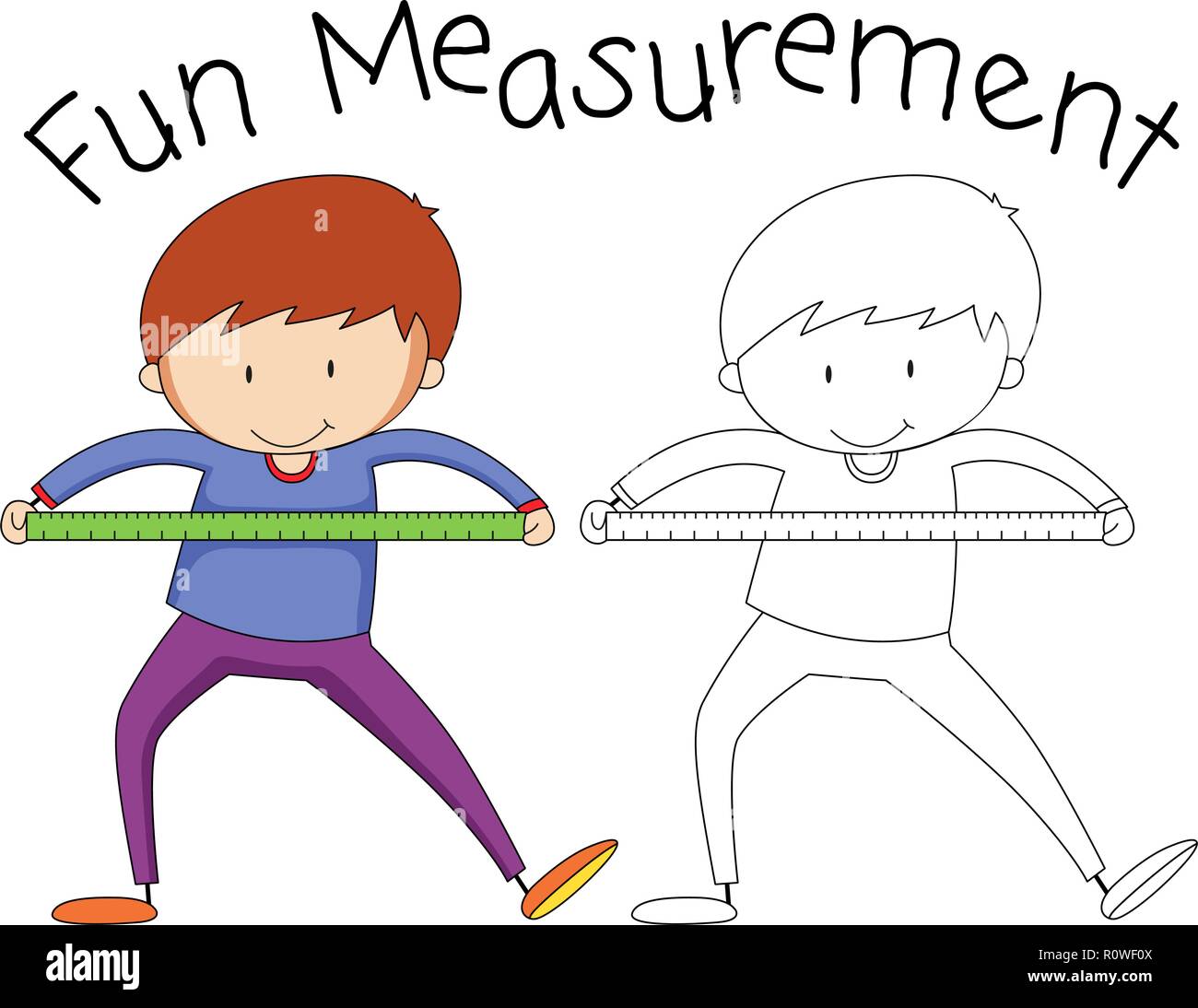 Doodle boy holding measurement tool illustration Stock Vector Image ...