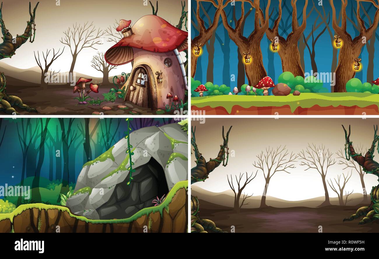 Fairy tale forest background illustration Stock Vector Image & Art - Alamy