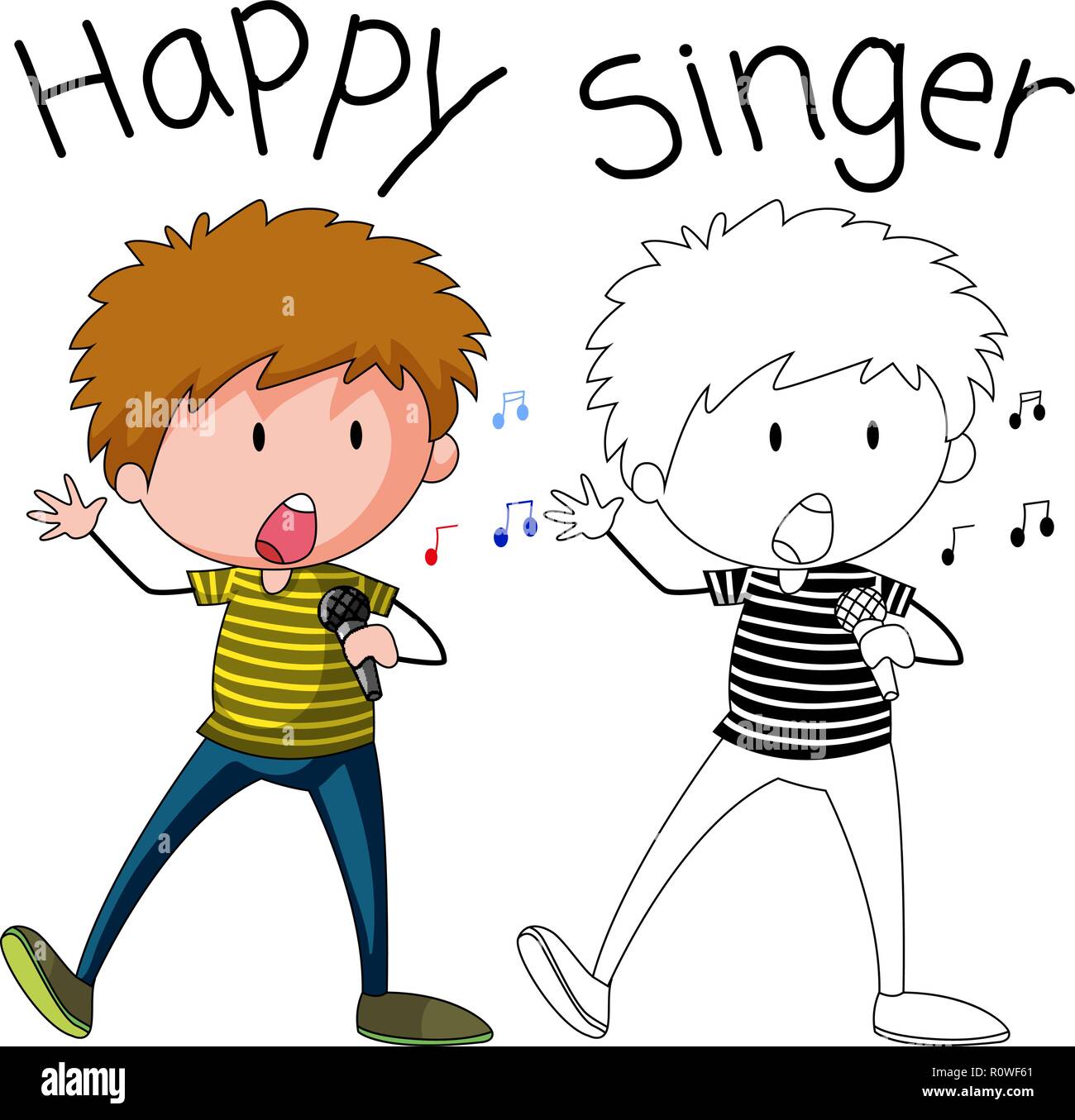 Doodle singer boy character illustration Stock Vector Image & Art - Alamy