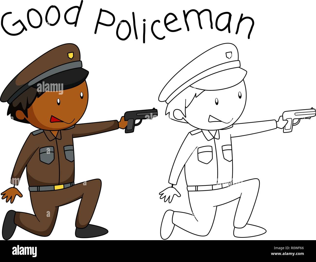 Doodle good policeman character illustration Stock Vector Image & Art ...