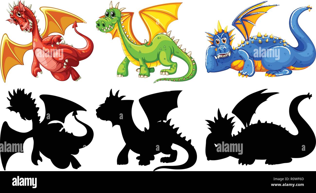Set of dragon character illustration Stock Vector Image & Art - Alamy
