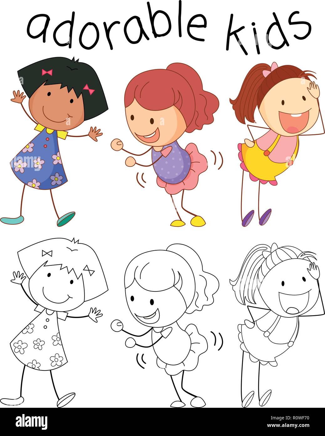 Group of doodle adorable kids illustration Stock Vector Image & Art - Alamy