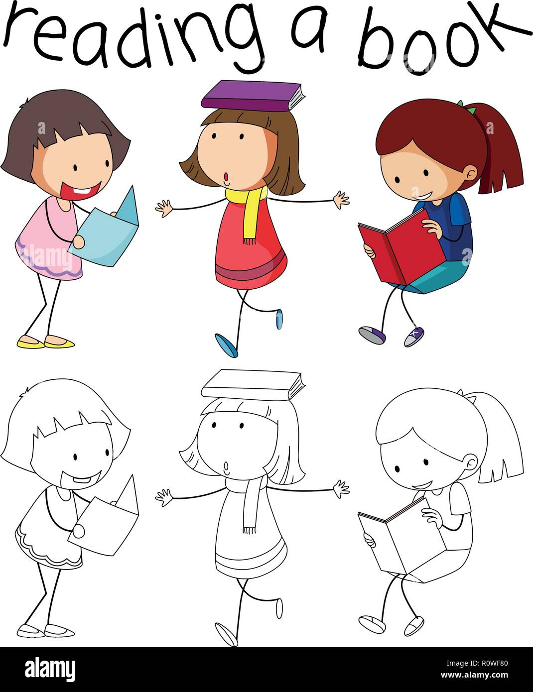 Girl and book character illustration Stock Vector Image & Art - Alamy