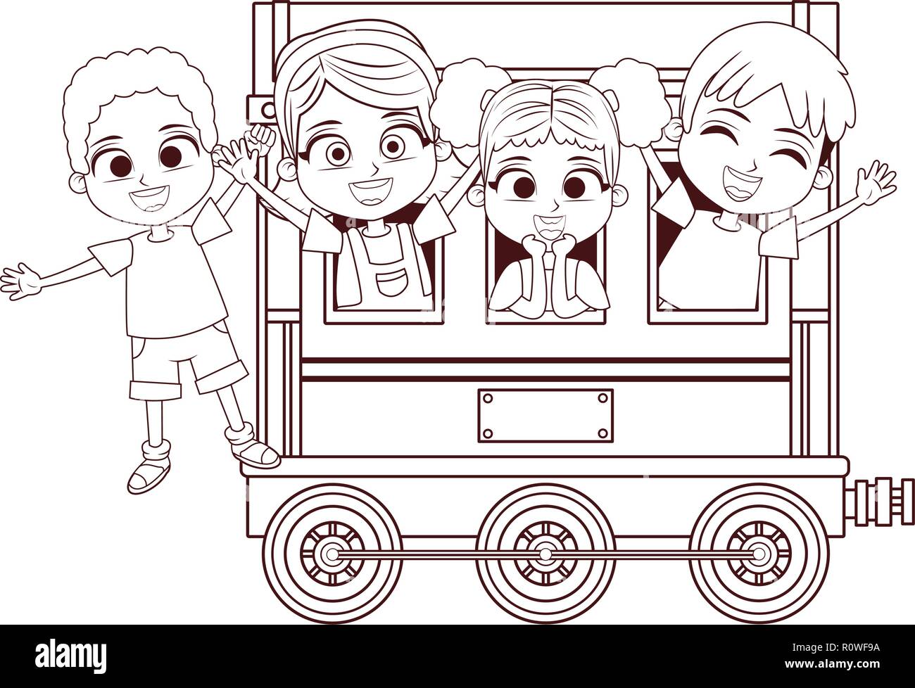 kids riding on train Stock Vector Image & Art - Alamy