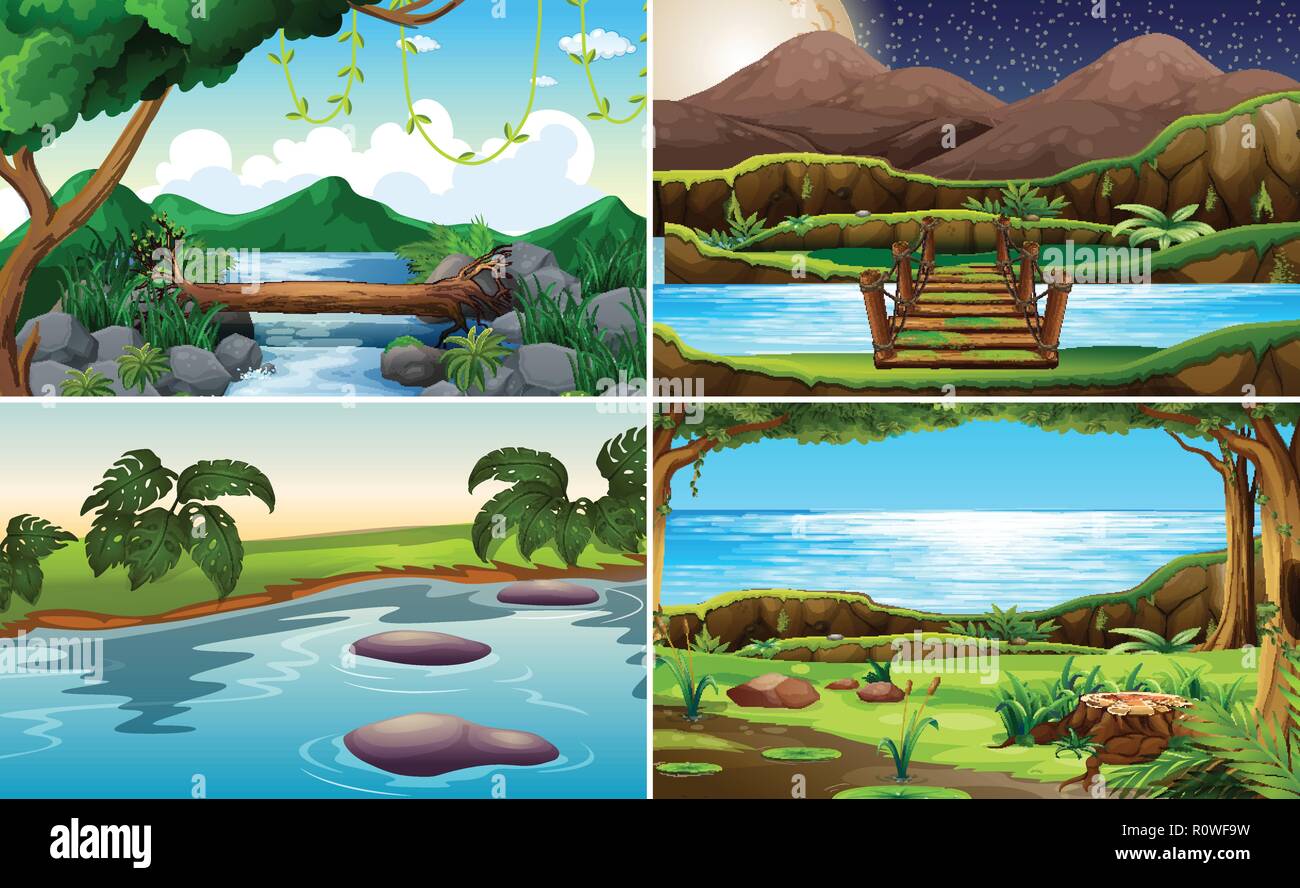 Set of nature landscape illustration Stock Vector Image & Art - Alamy