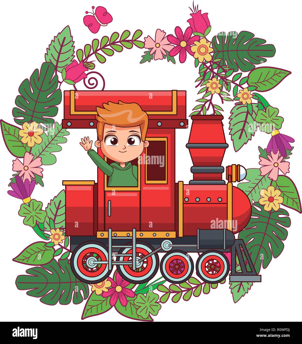 Kid riding train cartoon Stock Vector Image & Art - Alamy